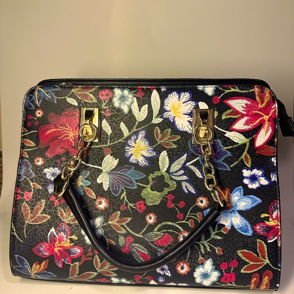 Diophy | Bags | Diophy Black And Blue Floral Totebrand New | Poshmark